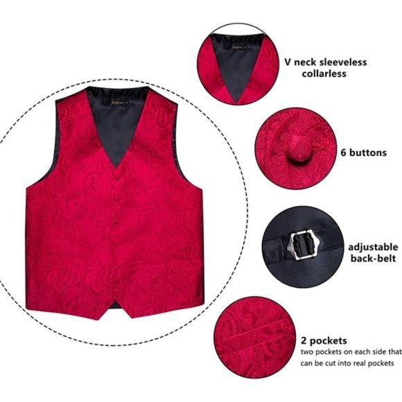 Jackets & Coats | Mens Wedding Paisley Suit Vest Red | Poshmark